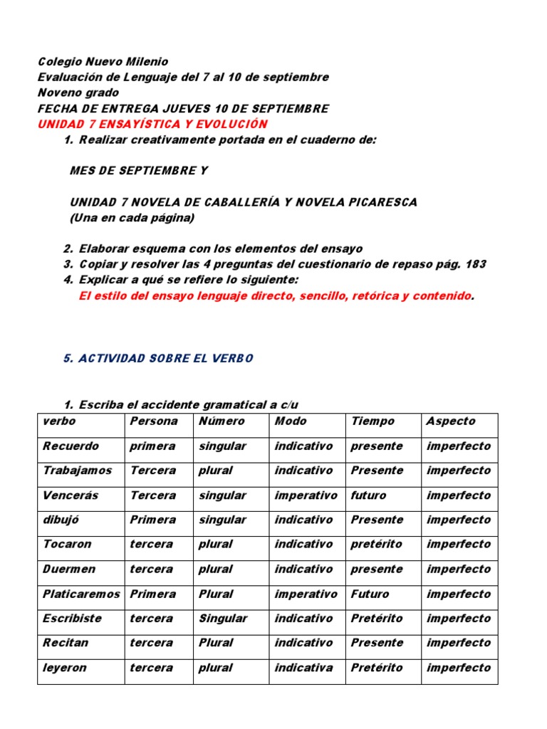 Hojas De Trabajo De Gramática De Noveno Grado Práctica Composición