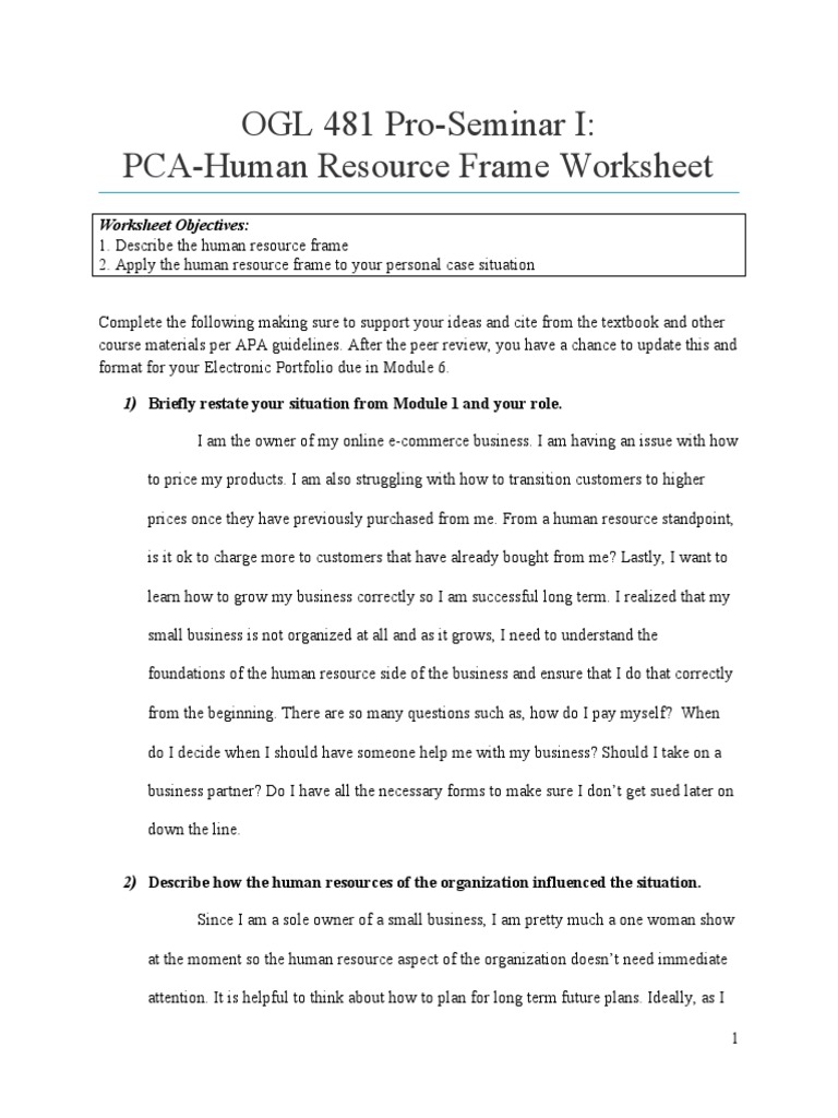 Ogl 481 3 HR Frame Worksheet 1 | PDF | Employee Retention | Human Resources