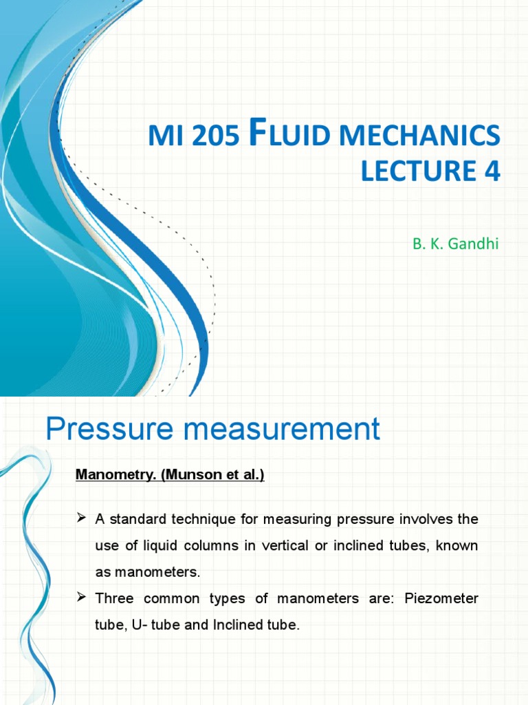 L4-Pressure and Manometers | PDF | Pressure Measurement | Pascal (Unit)