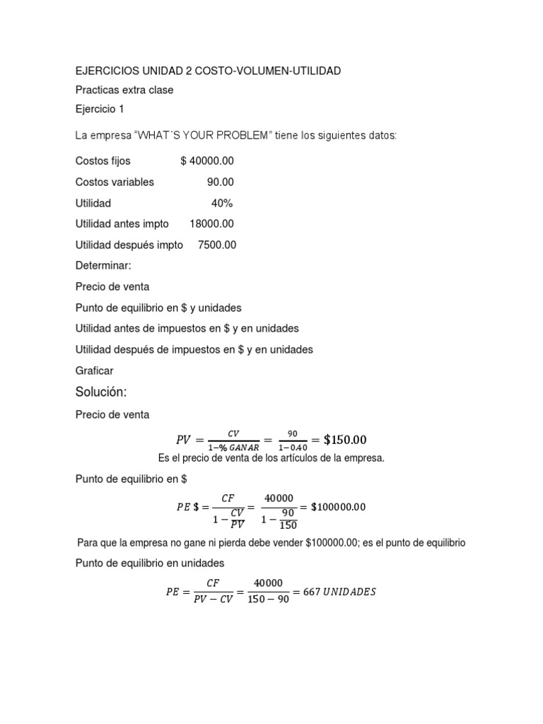 E2 Ejercicios Unidad 2 Costo | PDF | Carne | Naturaleza