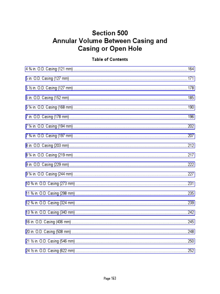 Section 500 Annular Volume Between Casing and Casing or Open Hole | PDF