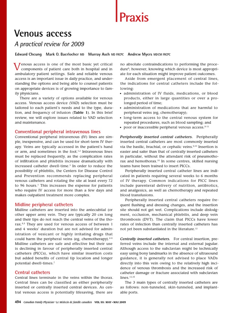 2009 Venous Access | PDF | Intravenous Therapy | Medical Equipment