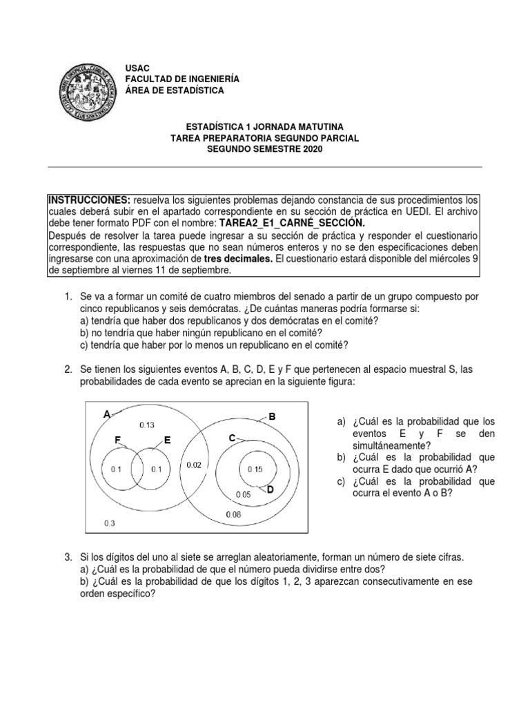 Tarea2 E1 Matutina | PDF | Probabilidad | Enseñanza de matemática