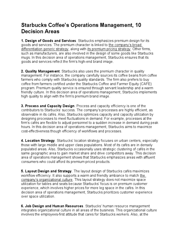 10 OM Decisions Starbucks Coffee | PDF | Starbucks | Operations Management