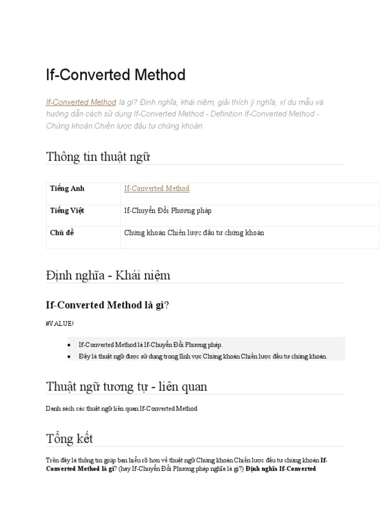 If-Converted Method: Thông tin thuật ngữ | PDF