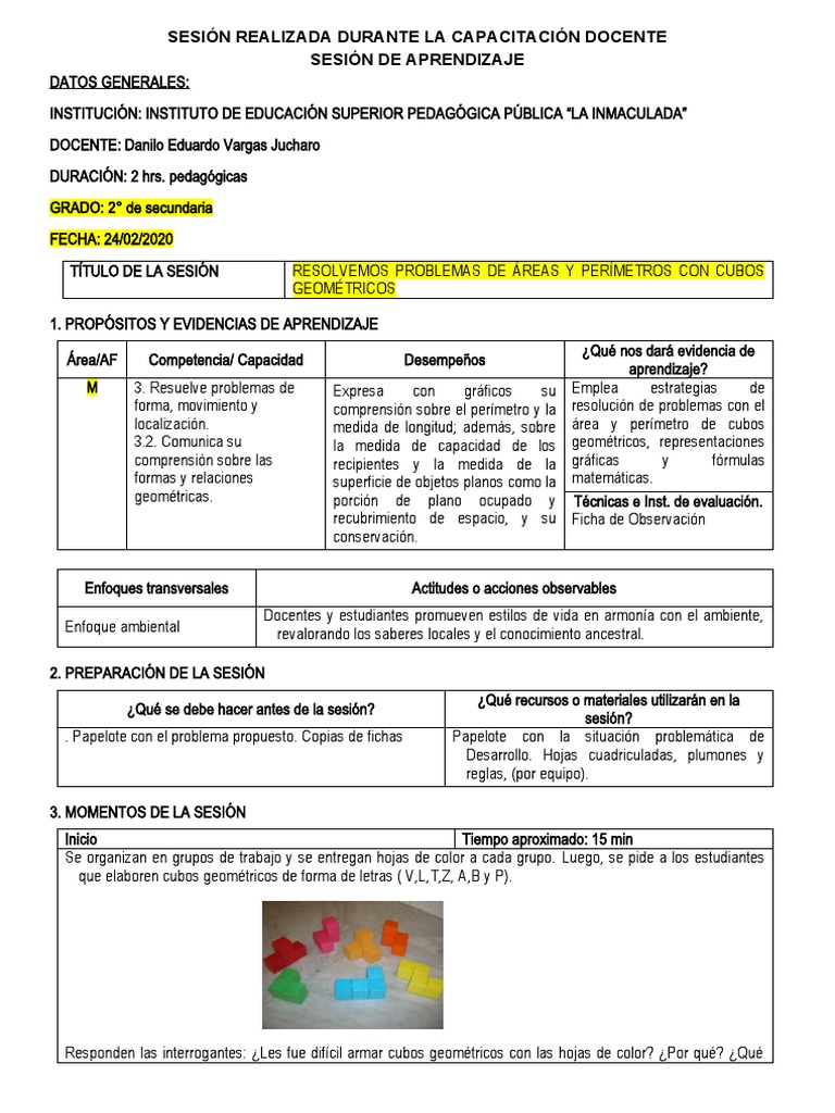 Sesión de Aprendizaje Áreas y Perímetros | PDF | Aprendizaje ... Sesión de Aprendizaje Áreas y Perímetros | PDF | Aprendizaje ...