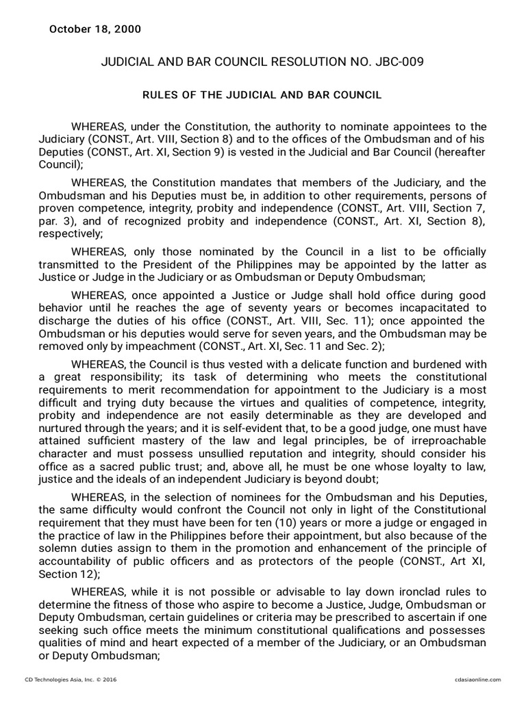 Judicial and Bar Council Appointment Rules | PDF | Judiciaries | Judge