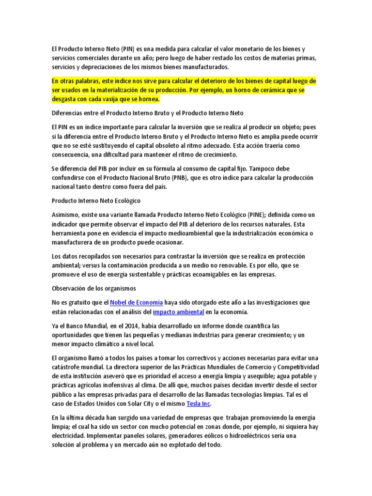 Producto Interno Neto | PDF | Producto Interno Bruto | Crecimiento ...