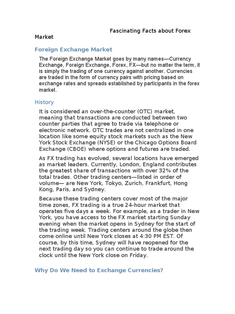 Fascinating Facts About Forex Market | PDF | Foreign Exchange Market ...