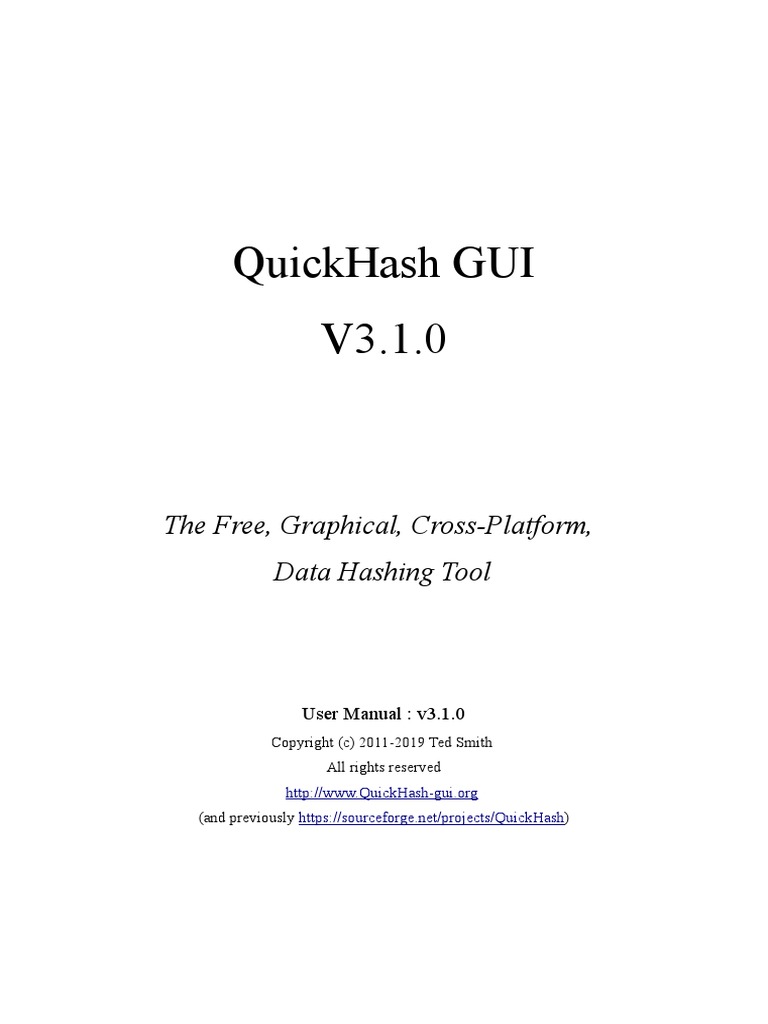 Quickhash Gui V3.1.0: The Free, Graphical, Cross-Platform, Data Hashing Tool | PDF | Filename ...