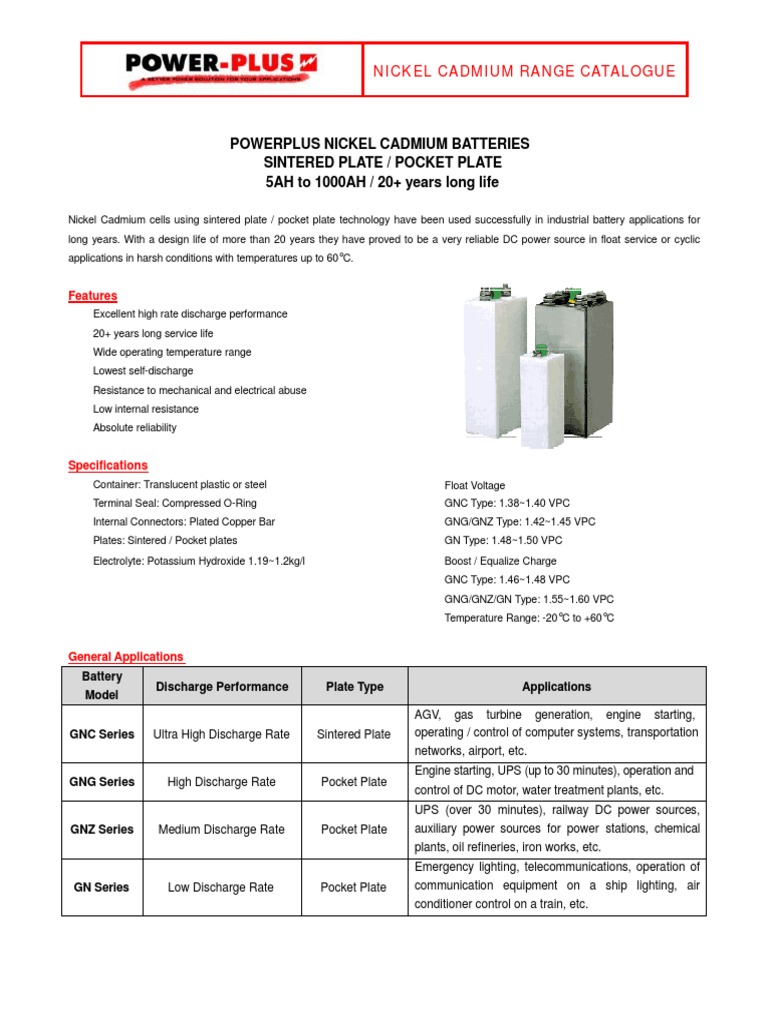 IndBatteries Nicad Range | PDF | Manufactured Goods | Electric Power
