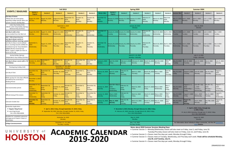 Academic Calendar 2019-2020: Events / Deadlines | PDF | Learning