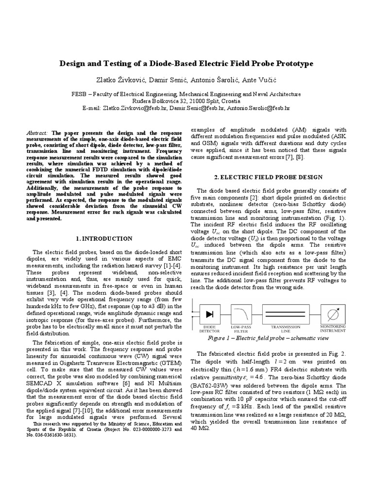 Design and Testing of A Diode-Based Electric Field Probe Prototype ...