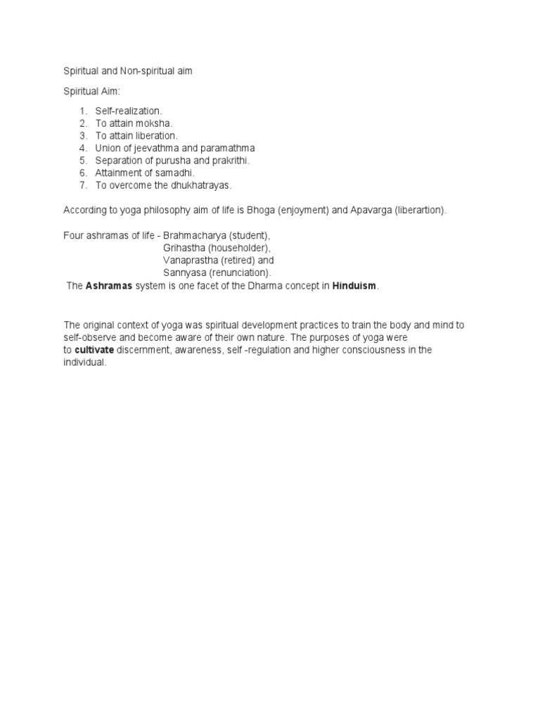 Aim and Objectives of Yoga | PDF