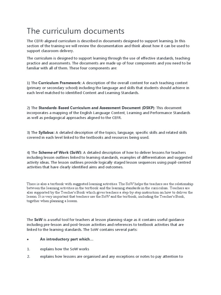 An Overview of the Key Curriculum Documents for Effective Classroom ...
