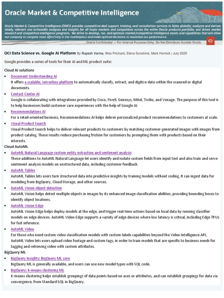OCI Data Science Vs Google AI Platform PDF | PDF | Cloud Computing ...
