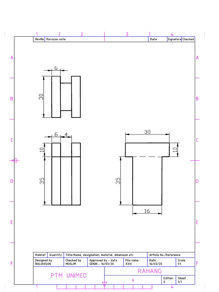Drawing1RAHANG-ISO A4 Title Block (Portrait) PDF | PDF