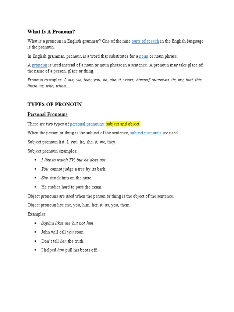 An In-Depth Explanation of Pronouns: Their Types, Examples, and Usage ...