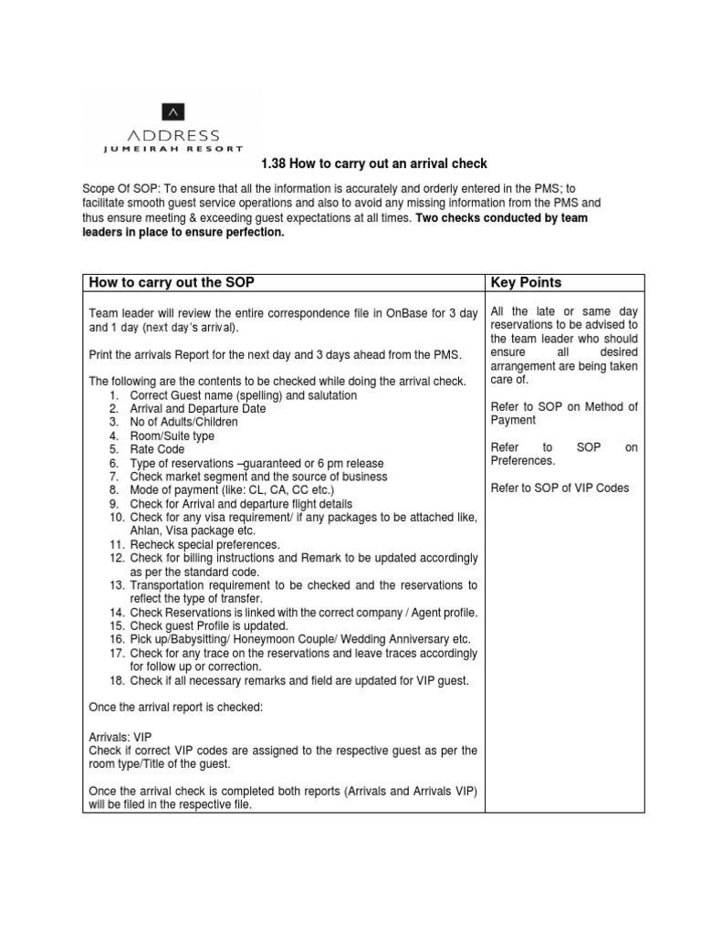 1.38 How To Carry Out An Arrival Check PDF | PDF | Computing | Business
