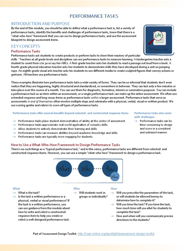 Performance Tasks: Introduction and Purpose | Download Free PDF ...