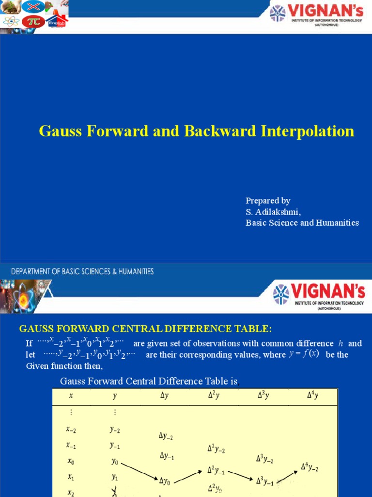 Gauss Forward And Backward Interpolation Pdf Finite Difference