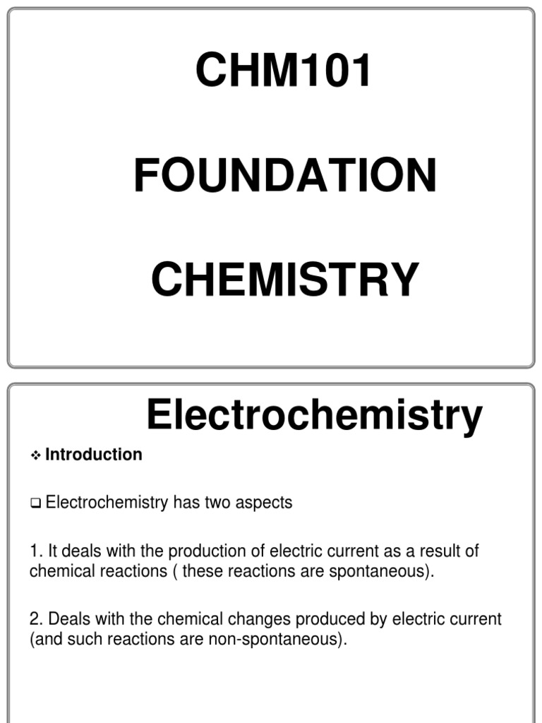 Electrochemistry LECTURE NOTES | PDF | Redox | Electrochemistry