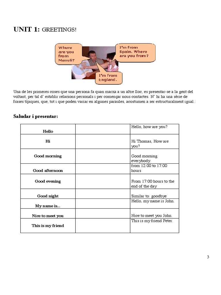 Unit 1:: Greetings! | PDF