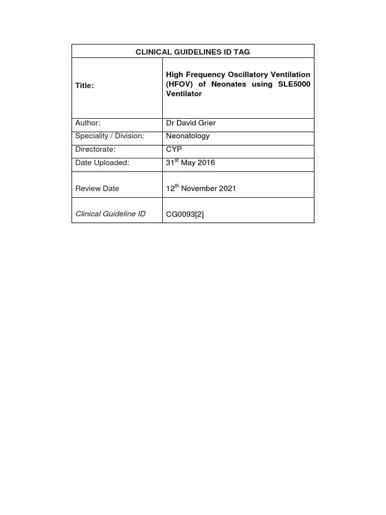 CG00932 High Frequency Oscillatory Ventilation HFOV of Neonates Using ...