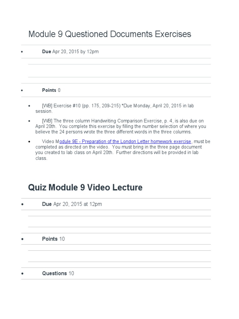 Module 9 Questioned Documents Exercises | PDF | Business | Home & Garden