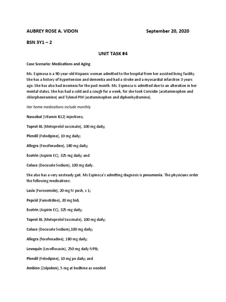 Aubrey Rose A. Vidon September 20, 2020 BSN 3Y1 - 2 Unit Task #4 | PDF ...