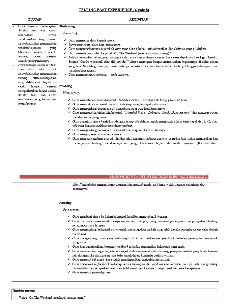 Contoh RPP Berbasis TPACK Versi POA | PDF