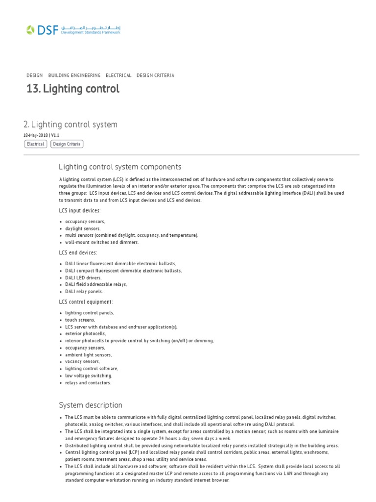 13.2 Design-Criteria Lighting-Control Lighting-Control-System PDF | PDF ...