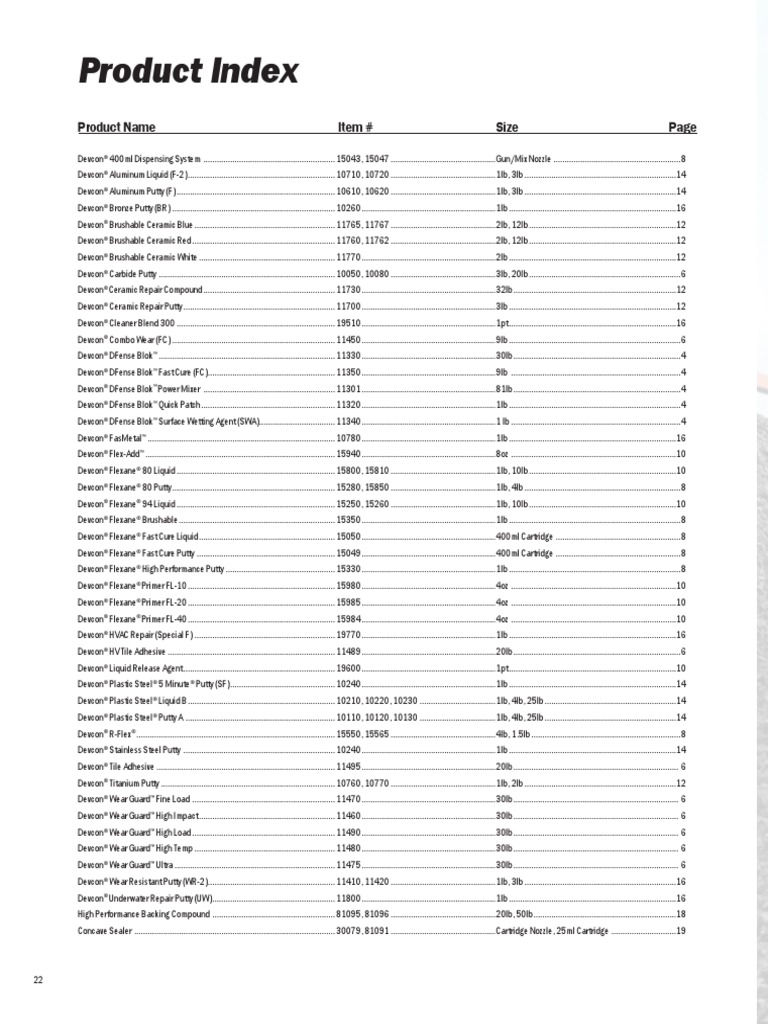 Product Index: Product Name Item # Size | PDF | Industrial Processes ...