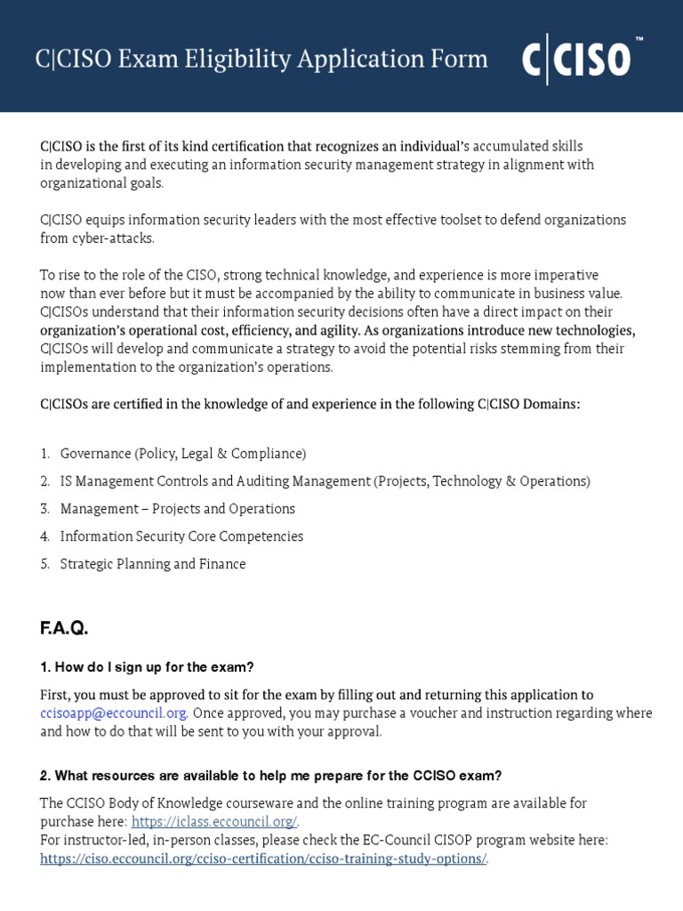 C-CISO-Eligibility-Form Updated | PDF | Confidentiality | Information ...