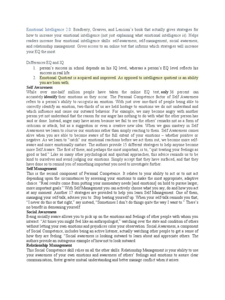 Emotional Intelligence 2 | PDF | Self Awareness | Emotional Intelligence