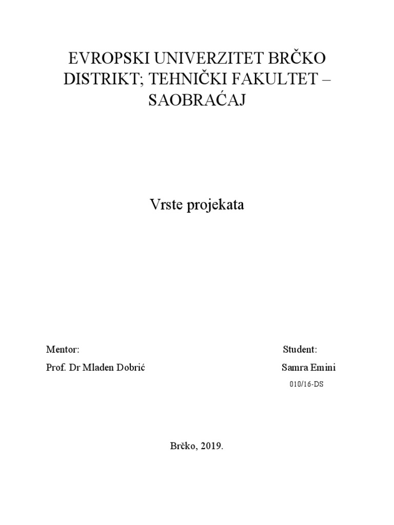 Samra Emini-Vrste Projekata | PDF