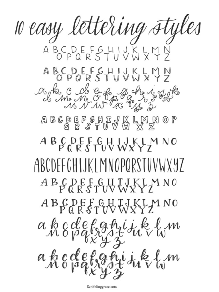 10 Lettering Styles Cheat Sheet 1 PDF | PDF
