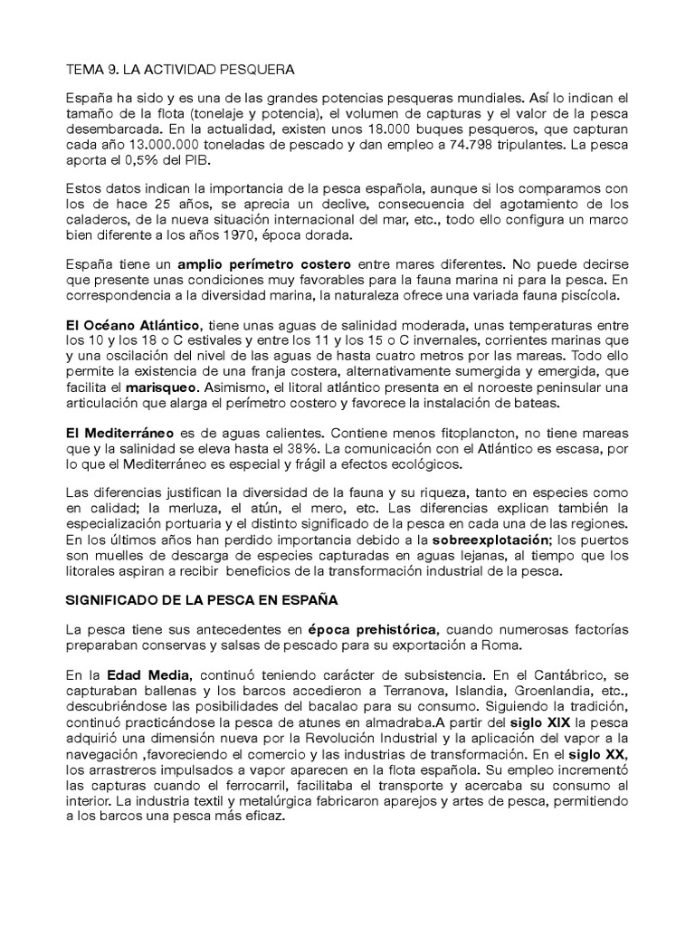 Resumen Pesca | PDF | Acuicultura | océano Atlántico