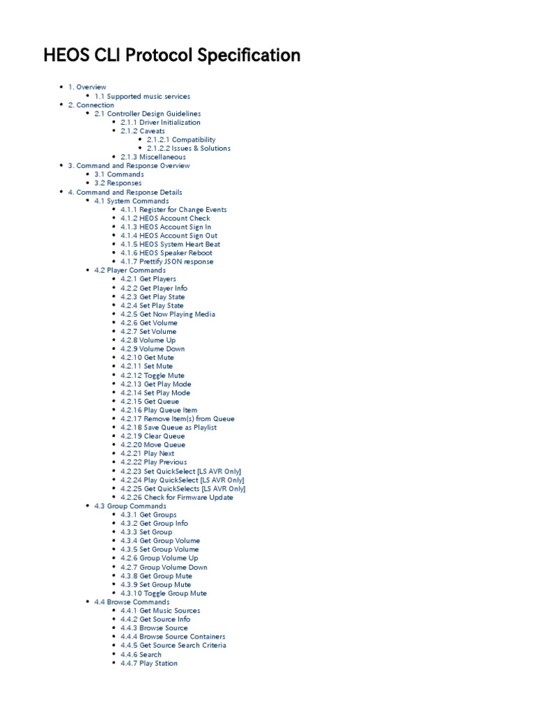 HEOS CLI Protocol Specification | PDF | Command Line Interface | Computing