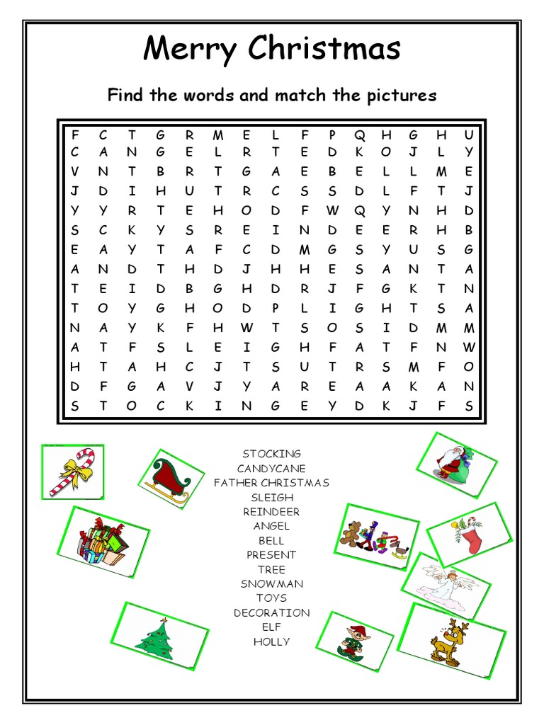 Merry Christmas: Find The Words and Match The Pictures | PDF