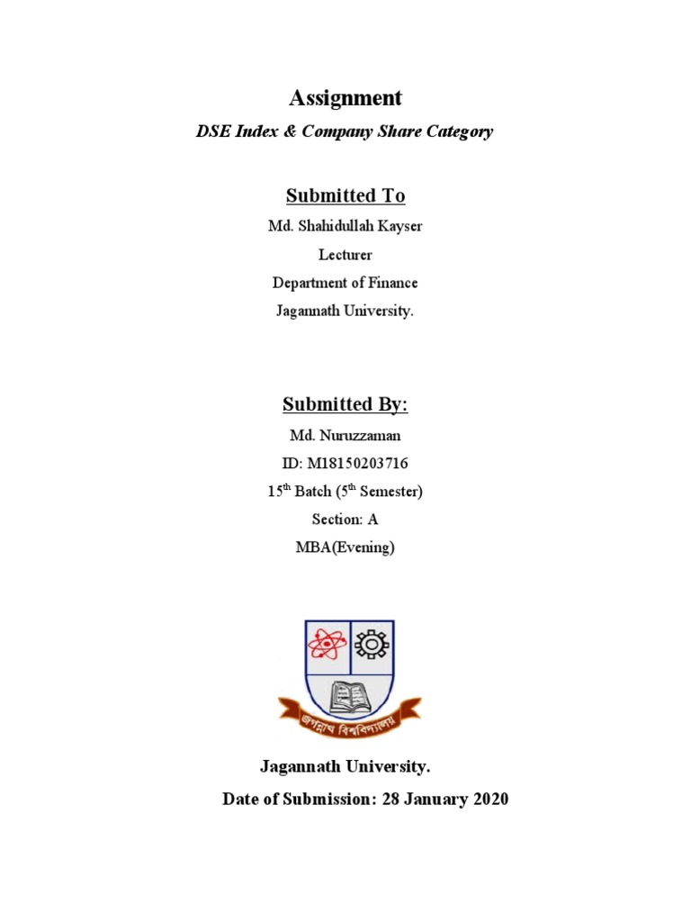 Cover Page Dse Index | PDF | Finance & Money Management