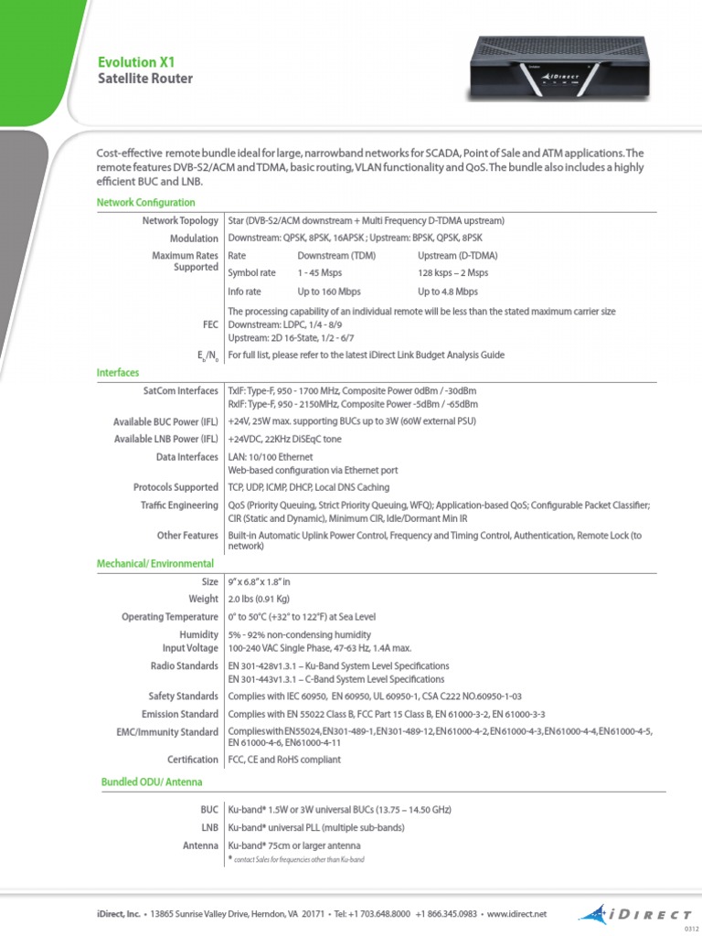 Idirect Evolution - X1 Data Sheet | PDF | Data Transmission ...