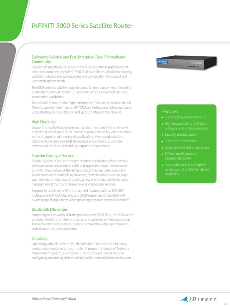 Idirect Series 5000 Data Sheet PDF | PDF | Quality Of Service ...