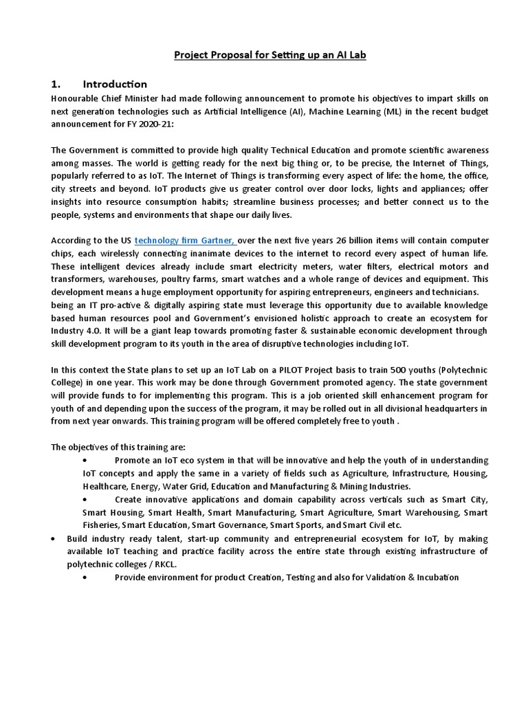 Project Proposal For Setting Up An AI Lab: Technology Firm Gartner ...