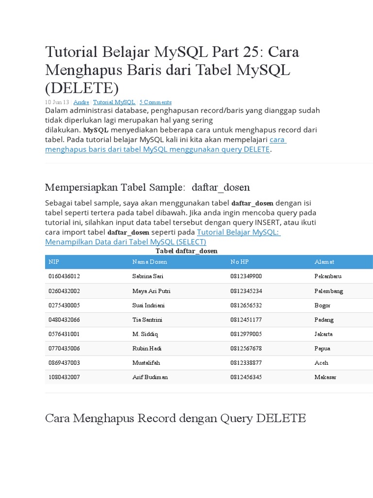 Tutorial Belajar MySQL Part 25 | PDF