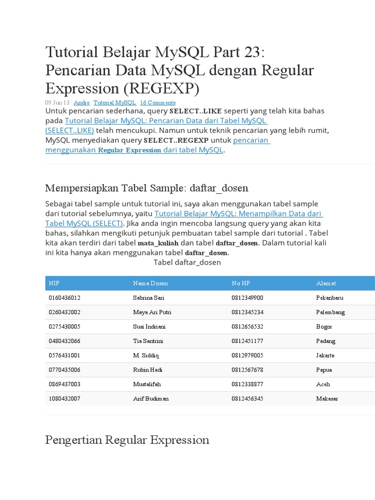 Tutorial Belajar MySQL Part 23 | PDF