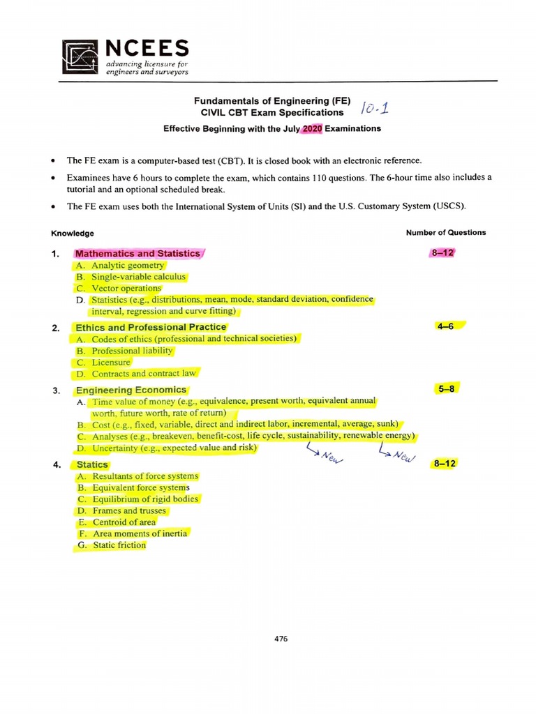 Fiilncees: Fundamentals of Engineering (Fe) Civil CBT Exam ...