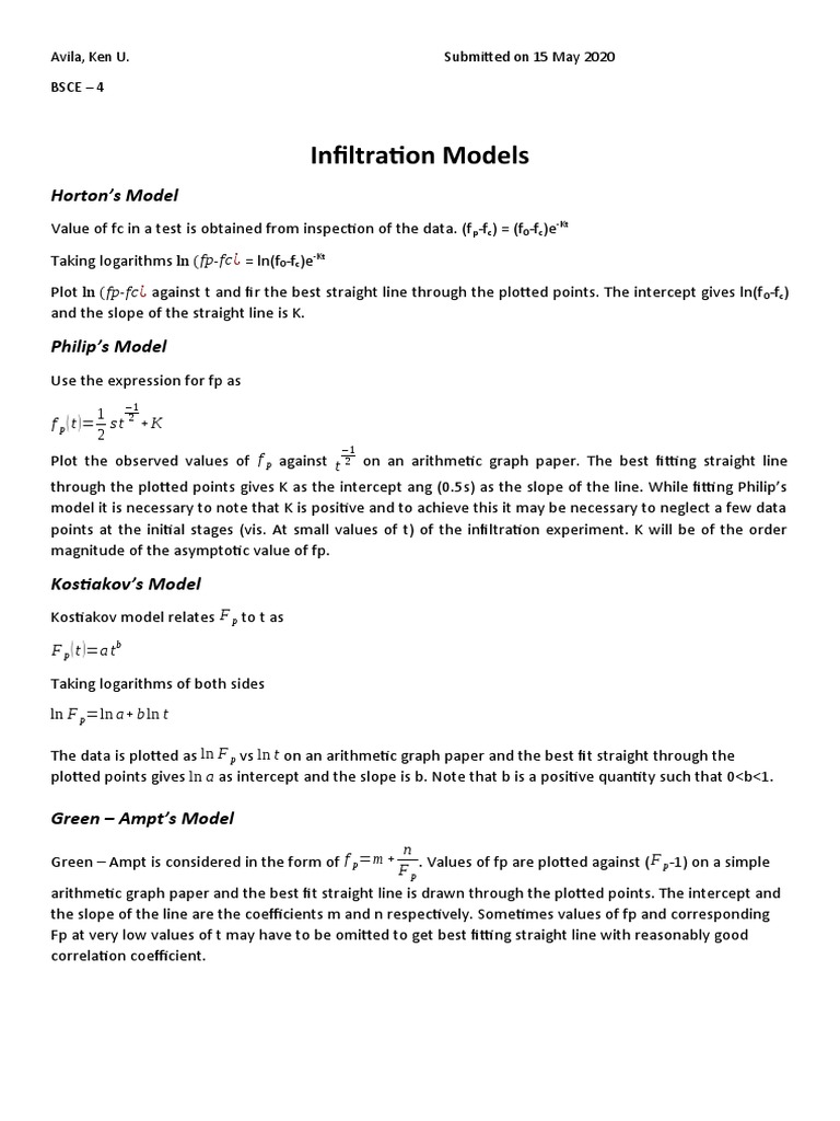 Infiltration Models: Horton's Model | PDF | Teaching Mathematics | Nature