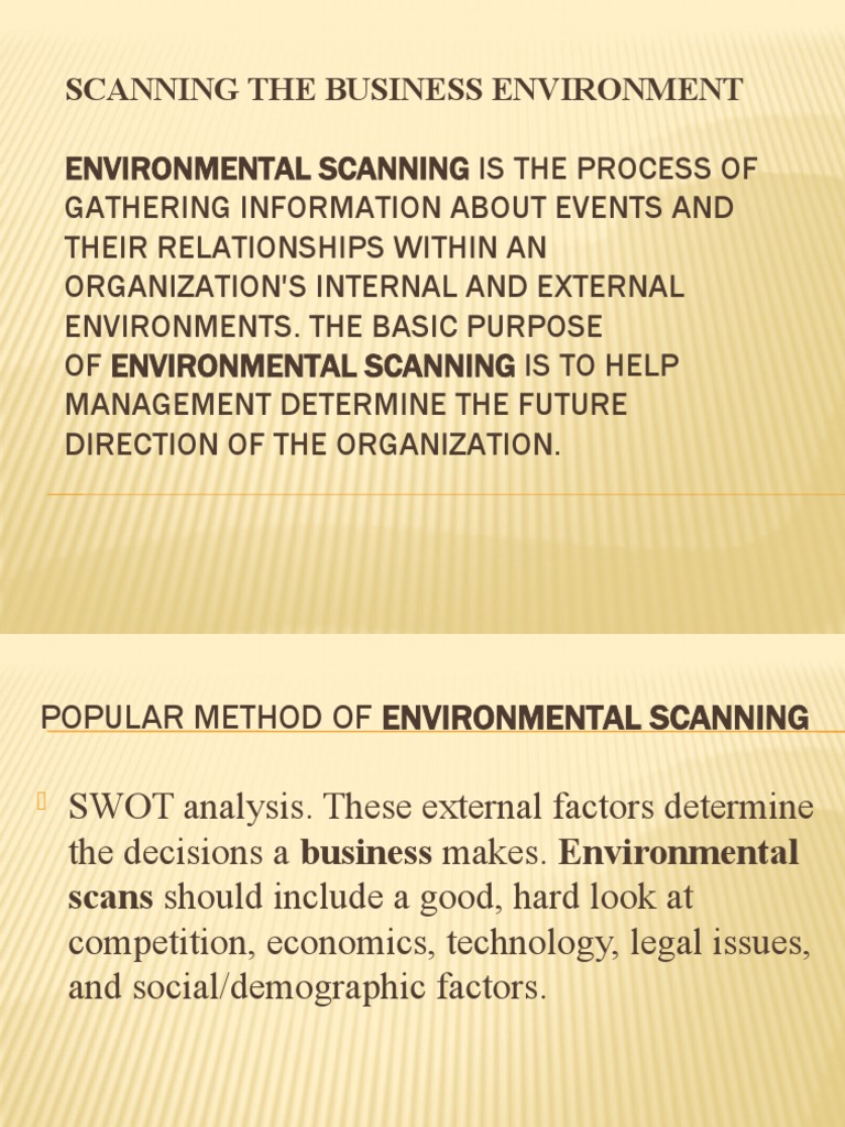 Scanning The Business Environment | PDF | Swot Analysis | Marketing