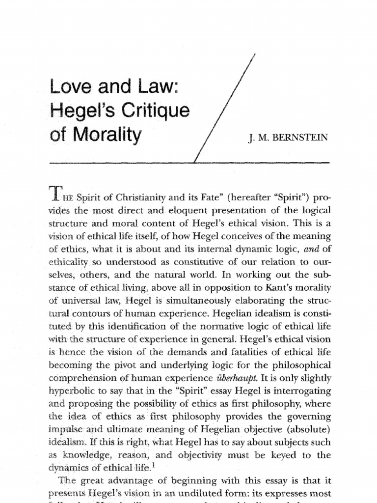 Bernstein Hegel Love Law | PDF | Immanuel Kant | Georg Wilhelm Friedrich Hegel